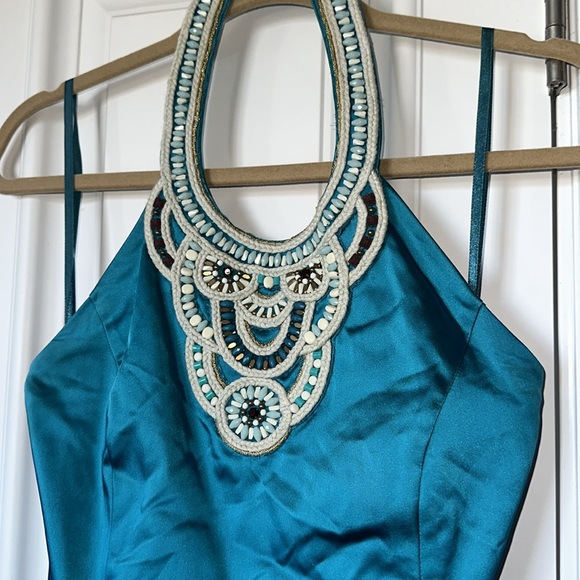 Trina Turk | Dresses | Trina Turk Silk One Of A Kind Sample Blue Beaded ...